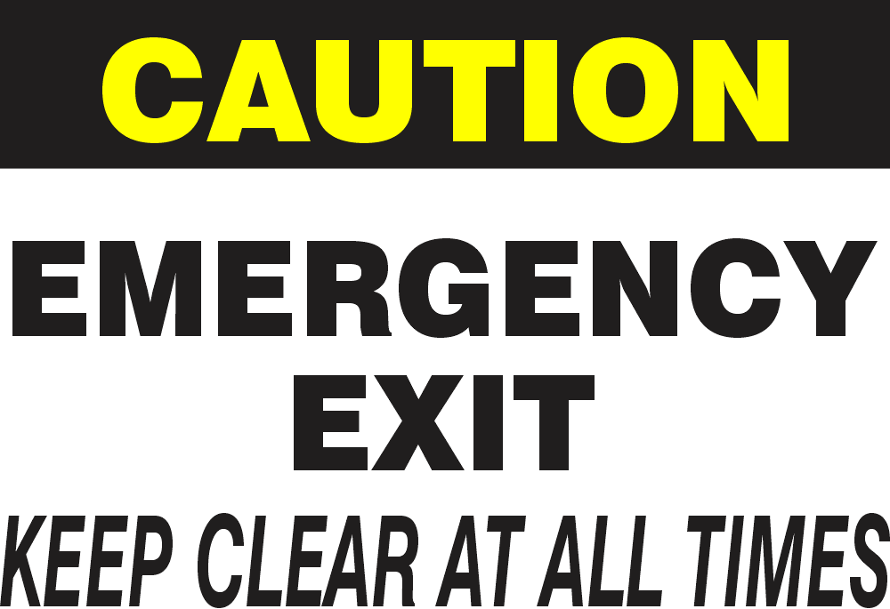 Caution : Emergency exit keep clear at all times safety sign (CAU040)