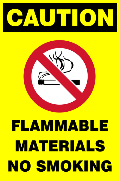 Caution : Flammable Materials safety sign. (CAU120) | Safety Sign Online