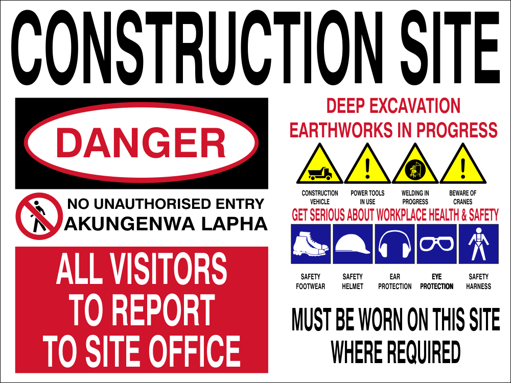 Construction site, danger safety sign (CON003 A) | Safety Sign Online