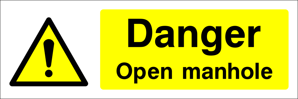 Danger : Open Manhole safety sign (CONS0049) | Safety Sign Online