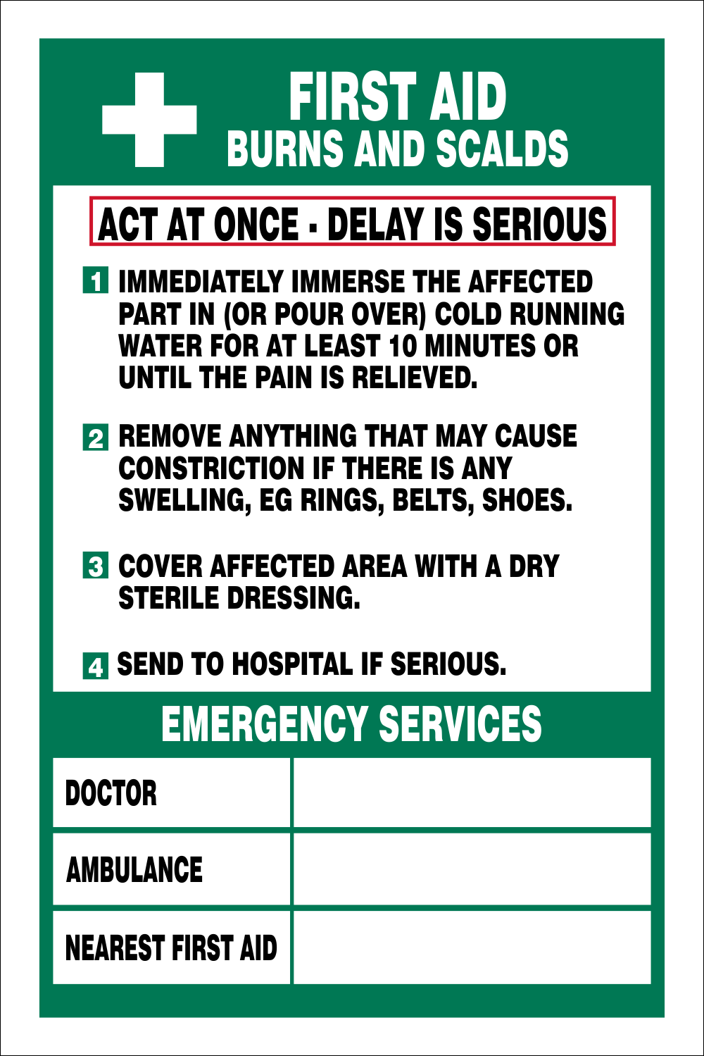 First Aid Burns and Scalds safety sign (IN45) | Safety Sign Online