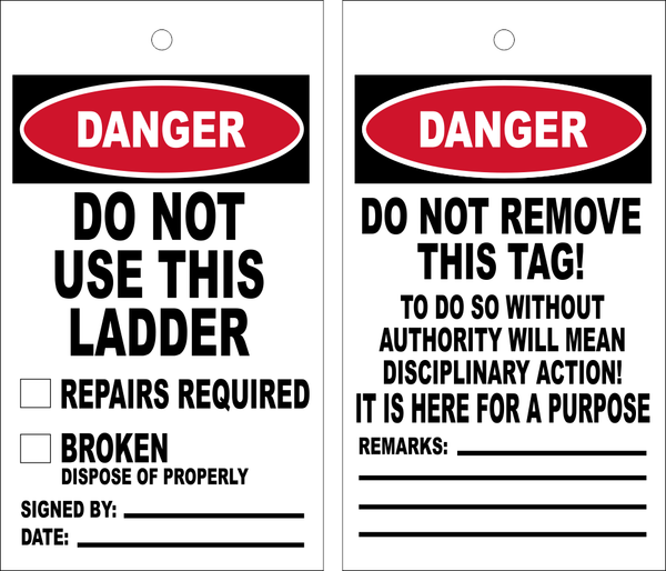 Ladder Safety Tags (MV51) | Safety Sign Online