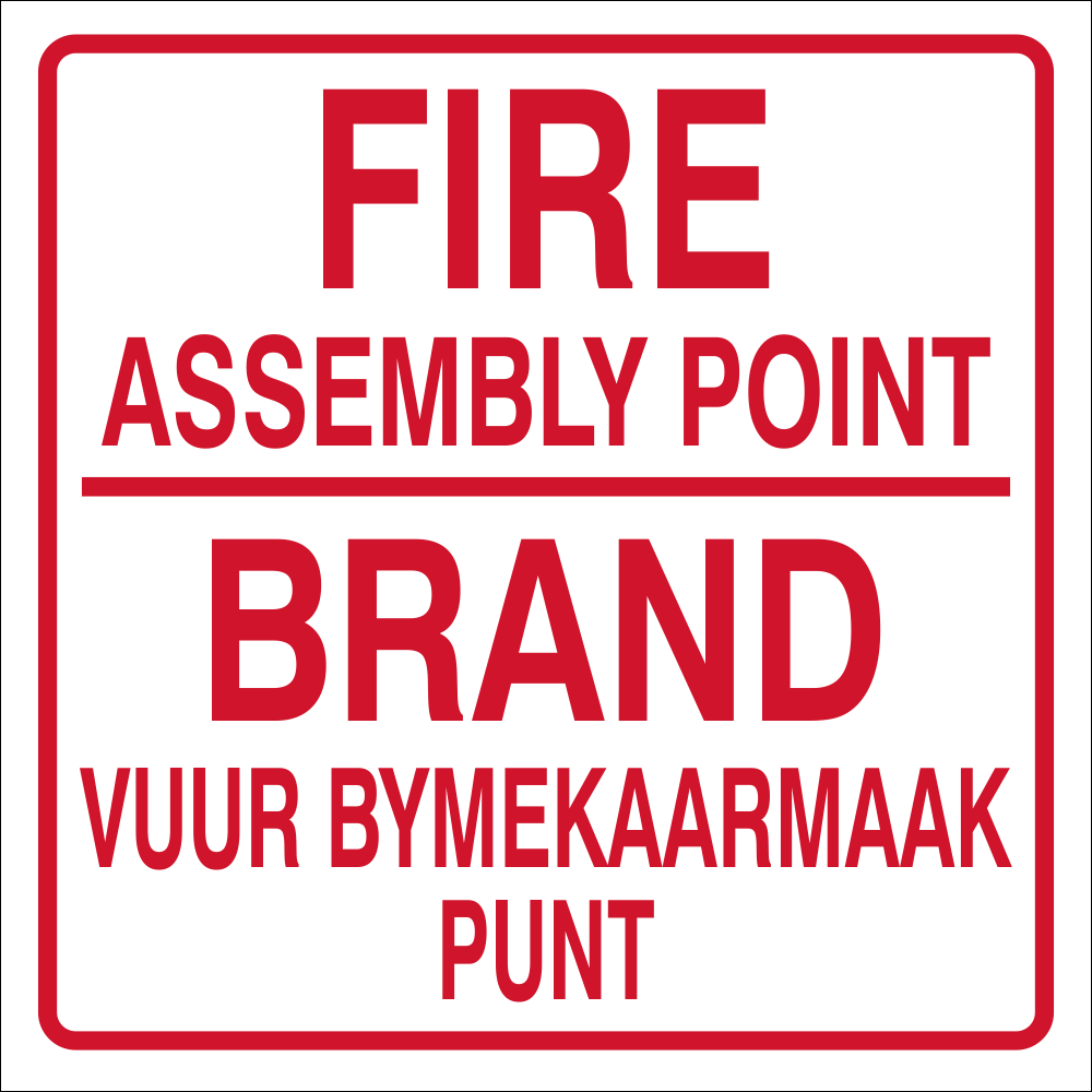 Fire Assembly Point - 2 Languages safety sign (M075) | Safety Sign Online