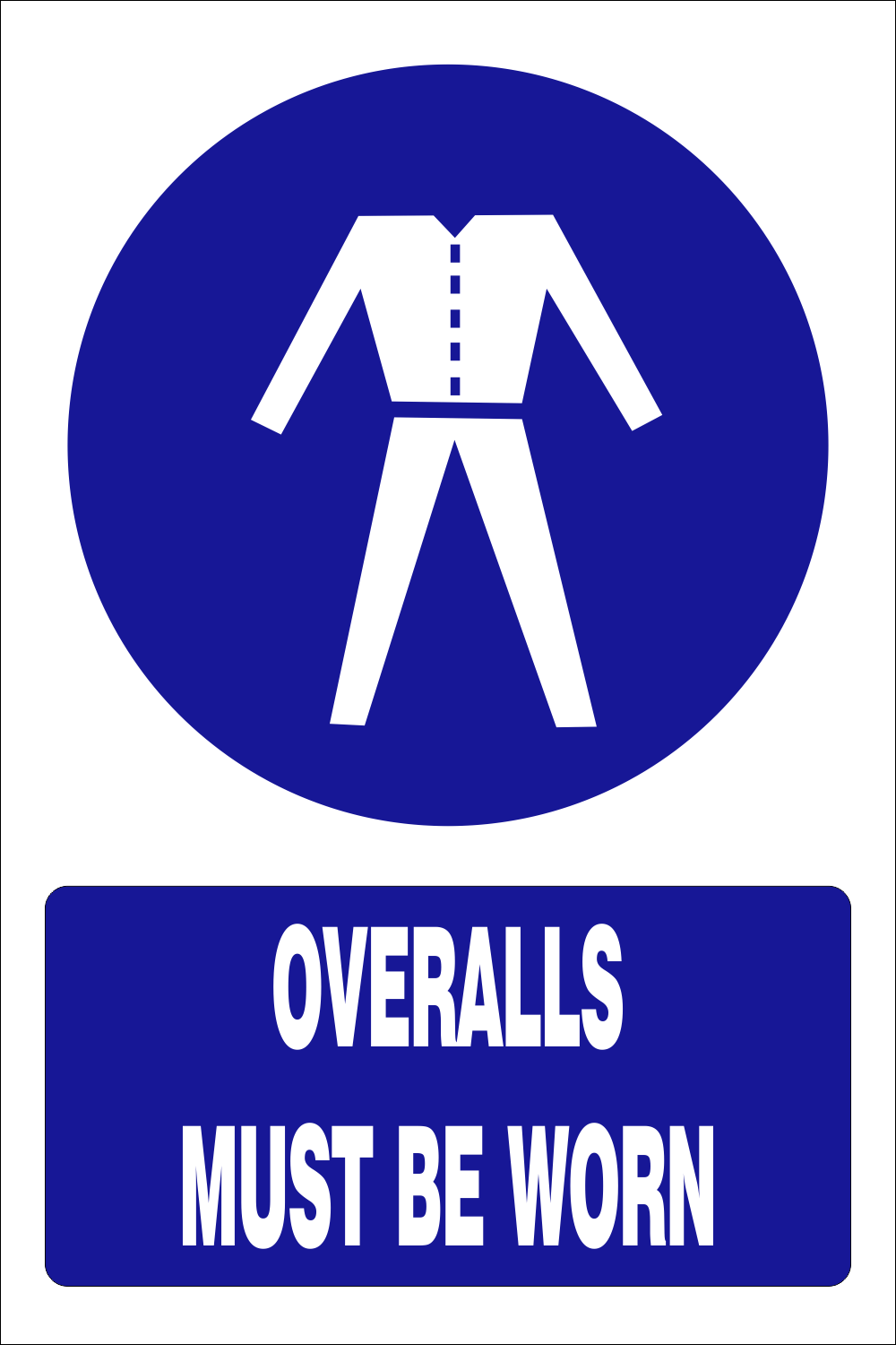 Overalls must be worn safety sign (MV020A) | Safety Sign Online