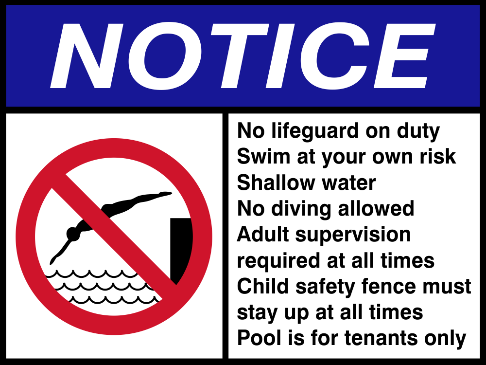 Notice : No life guard on duty safety sign (PR06) | Safety Sign Online