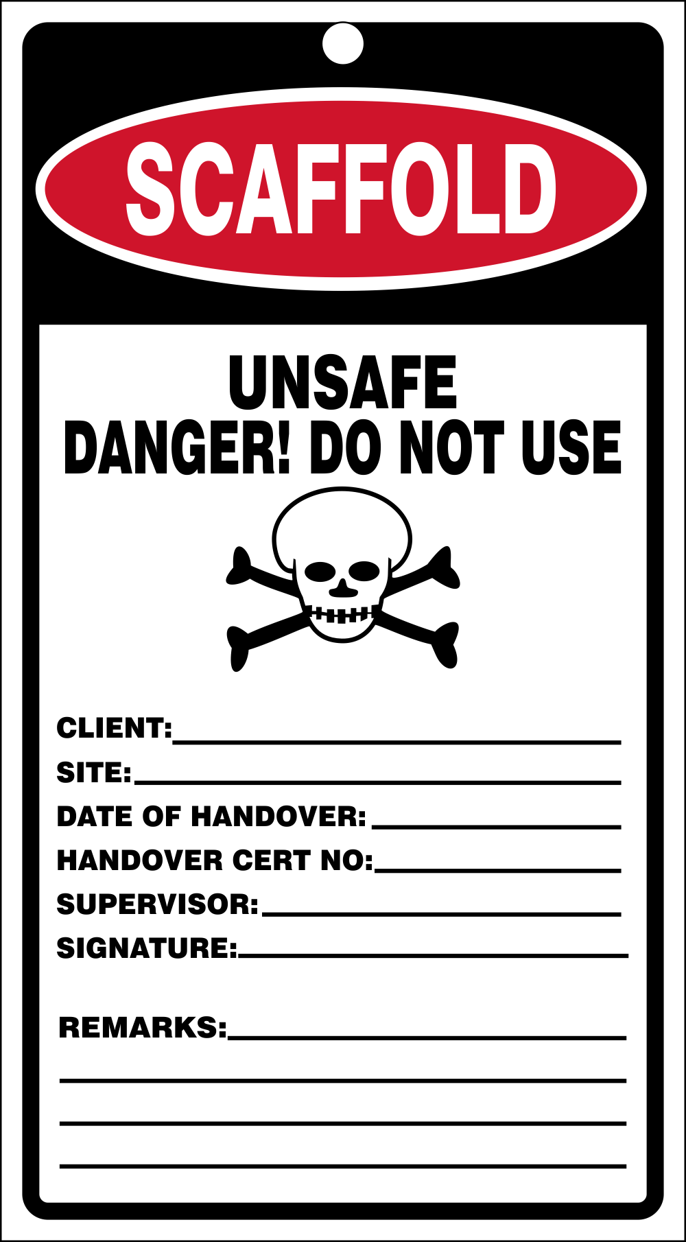 Scaffold unsafe for use Tags (MV45) | Safety Sign Online