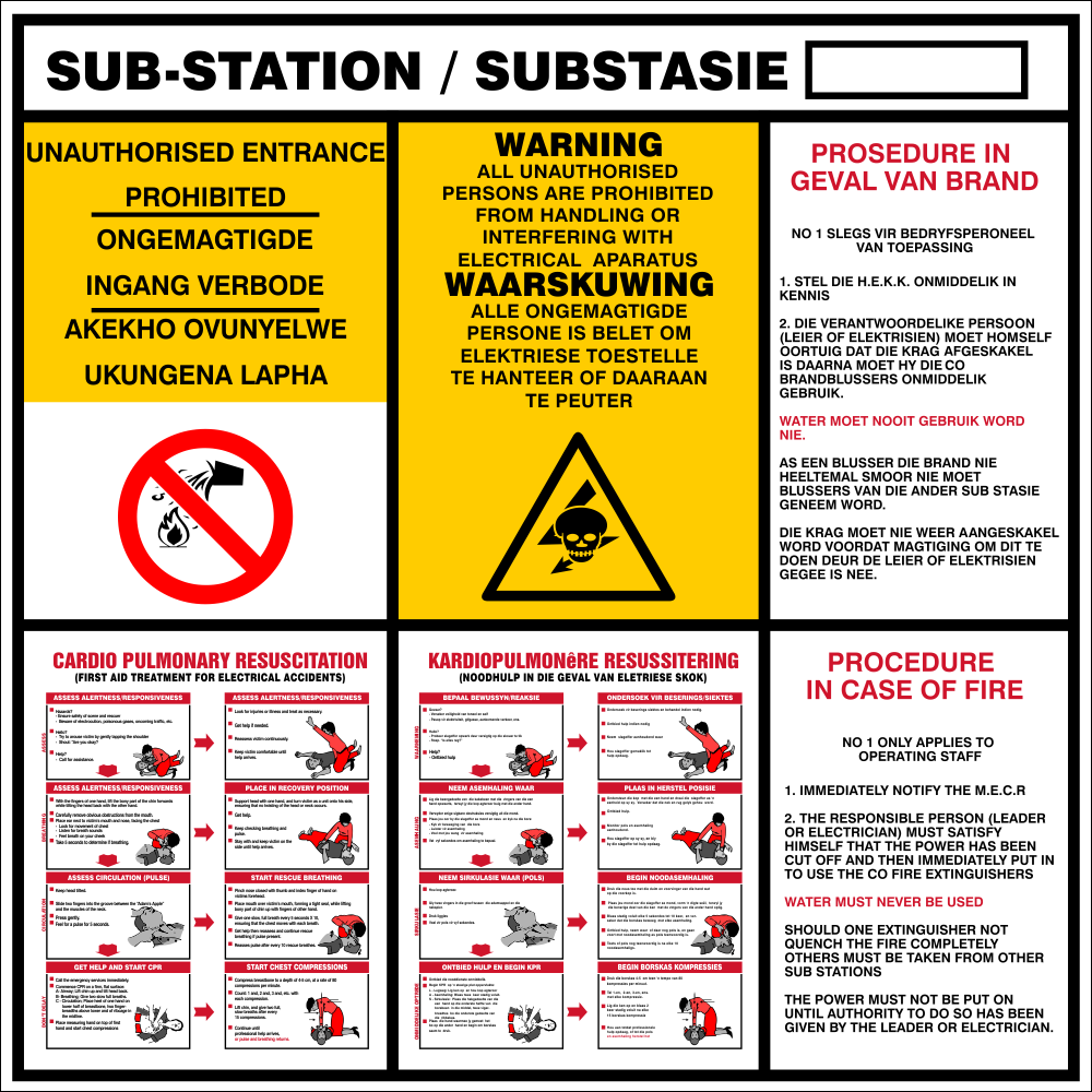 Sub-Station - Unauthorised Entrance prohibited Safety Sign (CPR03) Sub-Station - Unauthorised Entrance prohibited Safety Sign (CPR03)