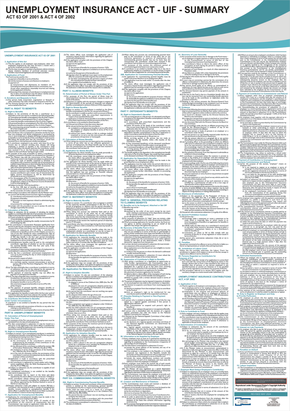A1 - Unemployment Insurance Act, 2026 UIF Poster | Safety Sign Online