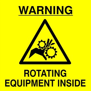 Warning : Rotating equipment inside safety sign| Safety Sign Online