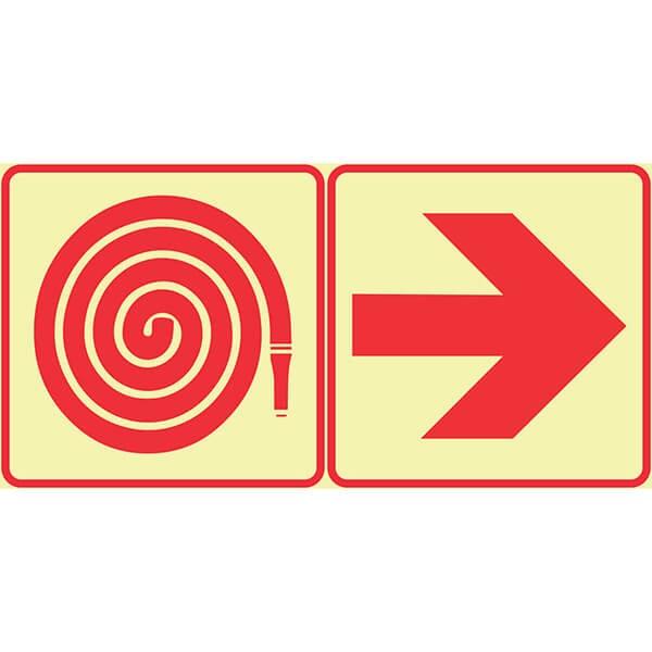SABS Fire Hose Reel and Red Arrow Right photoluminescent (glow in the ...