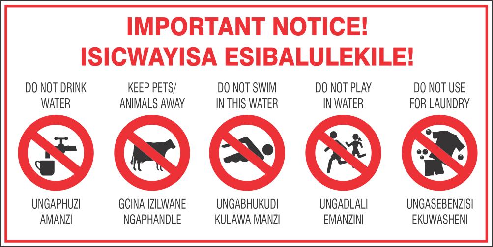 Important Notice Water - 2 Languages safety sign (P45)