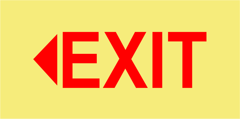 Exit Left (Red) with Arrow Left Photoluminescent| Safety Sign Online