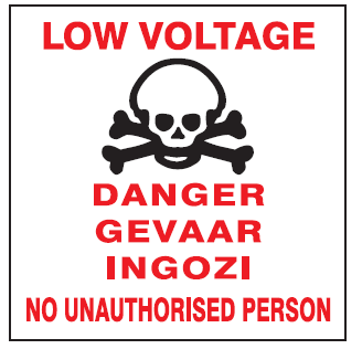 Low Voltage (3 Languages) safety sign (EV10) | Safety Sign Online